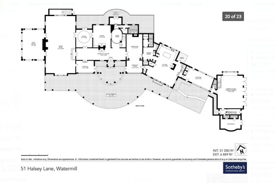 The Villa Maria Estate In Water Mill, NY Re-Listed For $85 Million ...