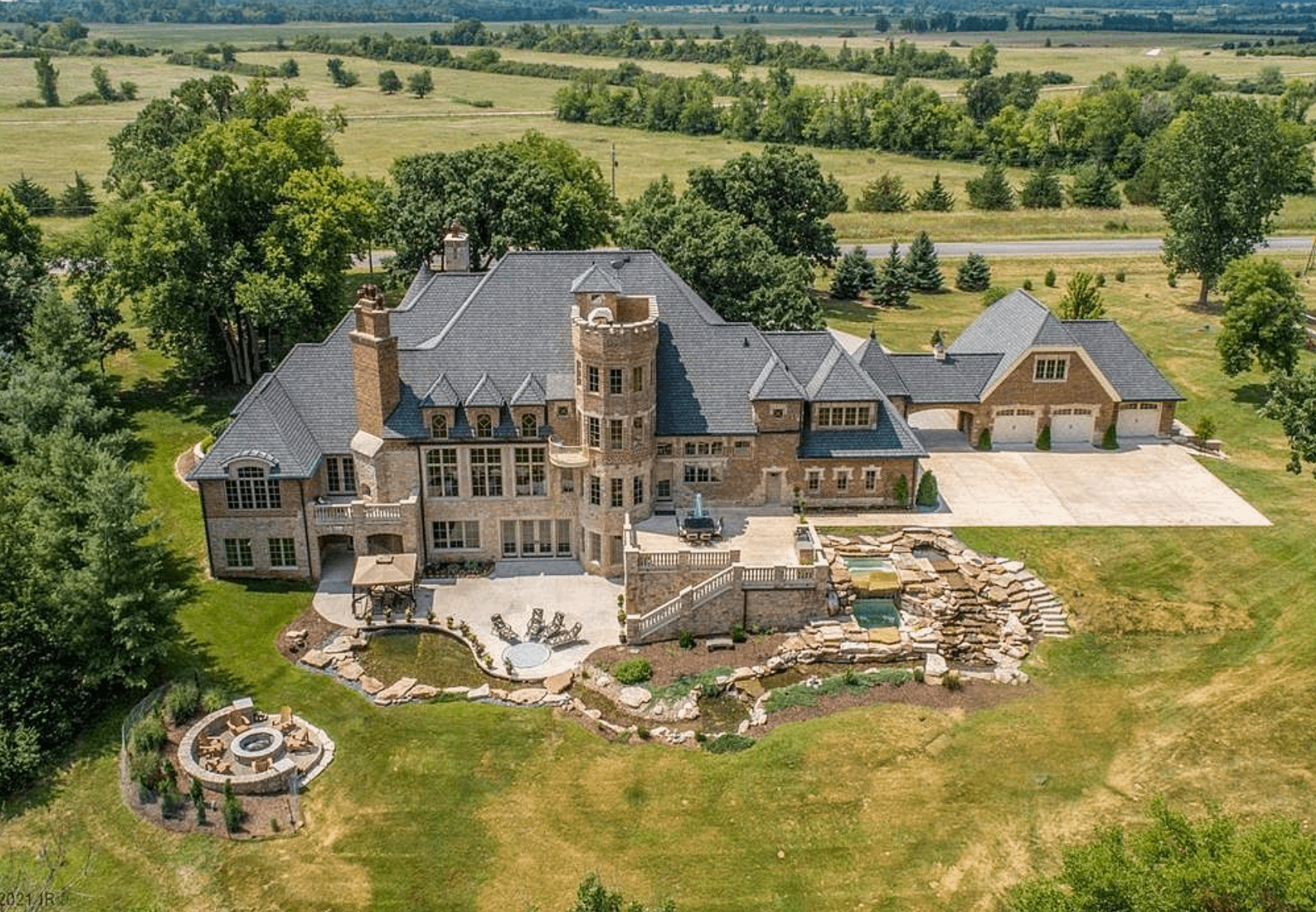 Brick & Stone Lakefront Home In Johnston, Iowa - Homes of the Rich